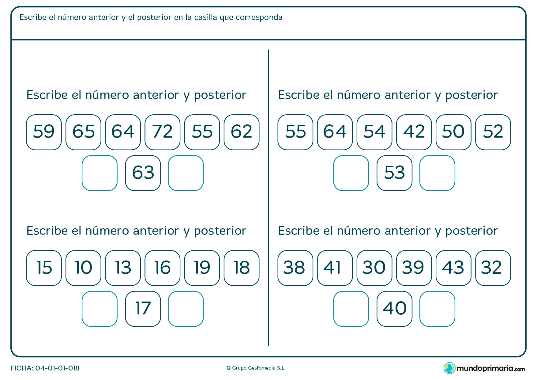 Resultado De Imagen Para Numero Anterior Y Posterior