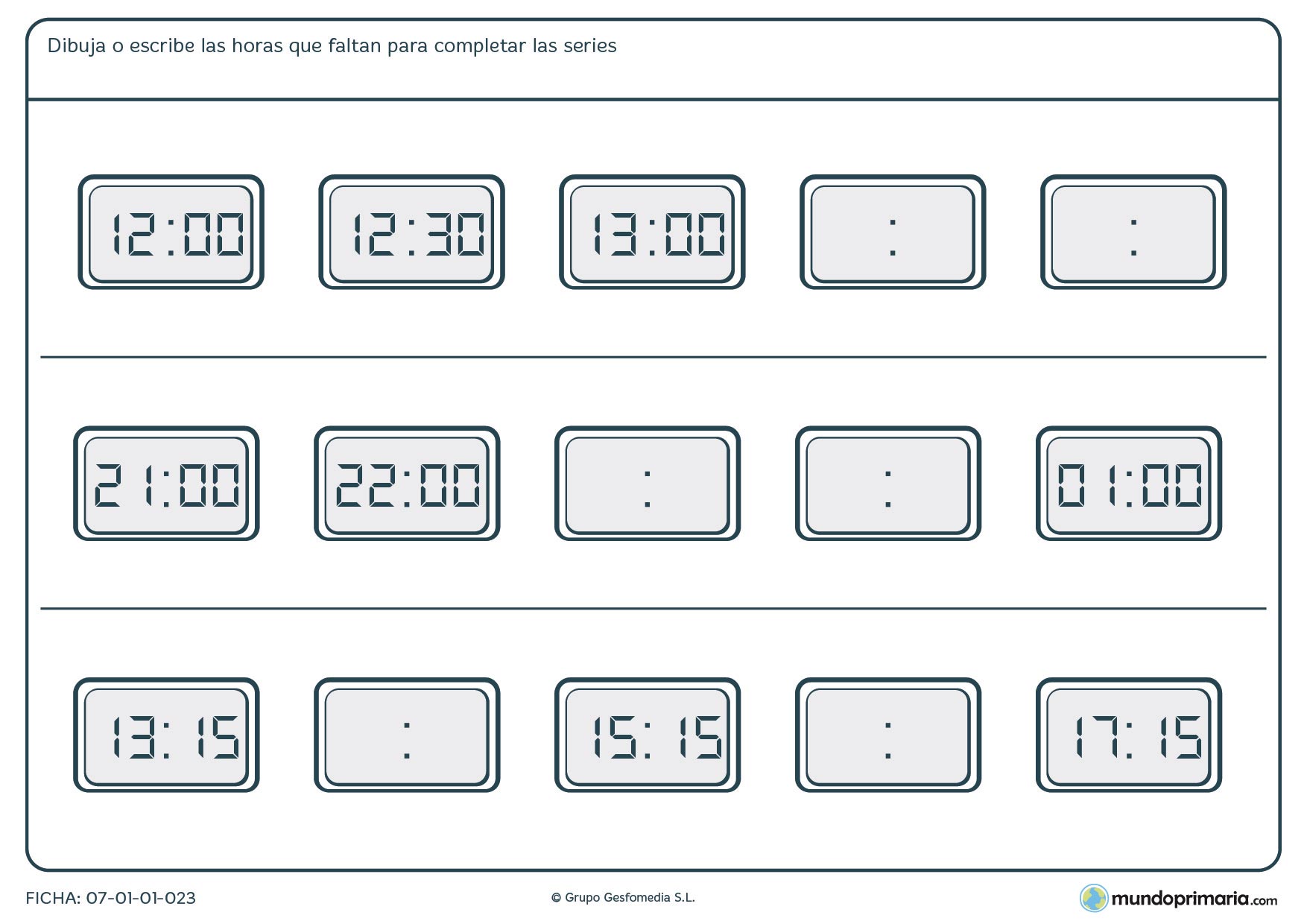 Reloj Digital Ficha Interactiva Digital Activities Te