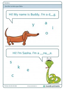 Ejercicios de INGLÉS para niños de primaria Para imprimir