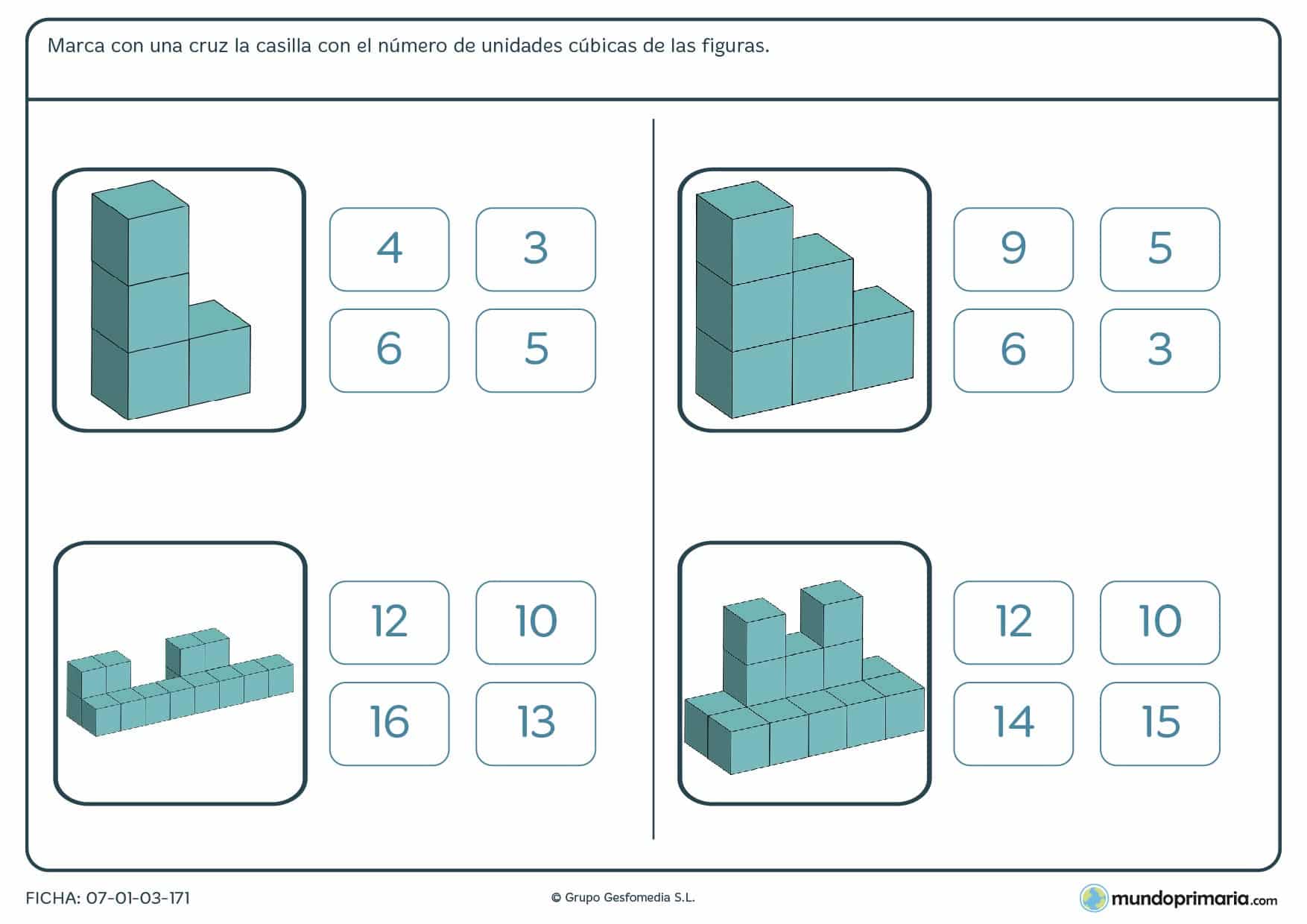 Ficha de unidades cúbicas para 5º de Primaria – Mundo Primaria