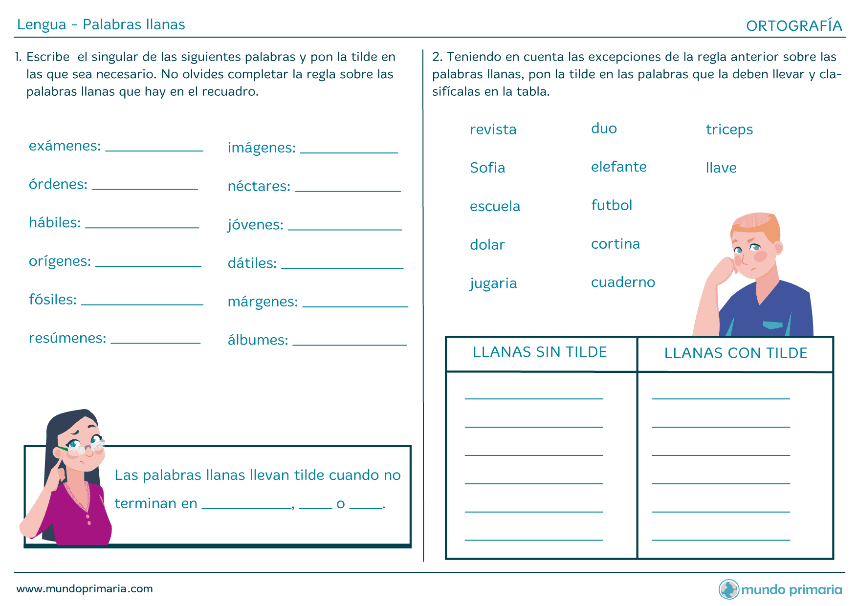 Las palabras llanas【¿Qué son? ¿Cómo se acentúan?】