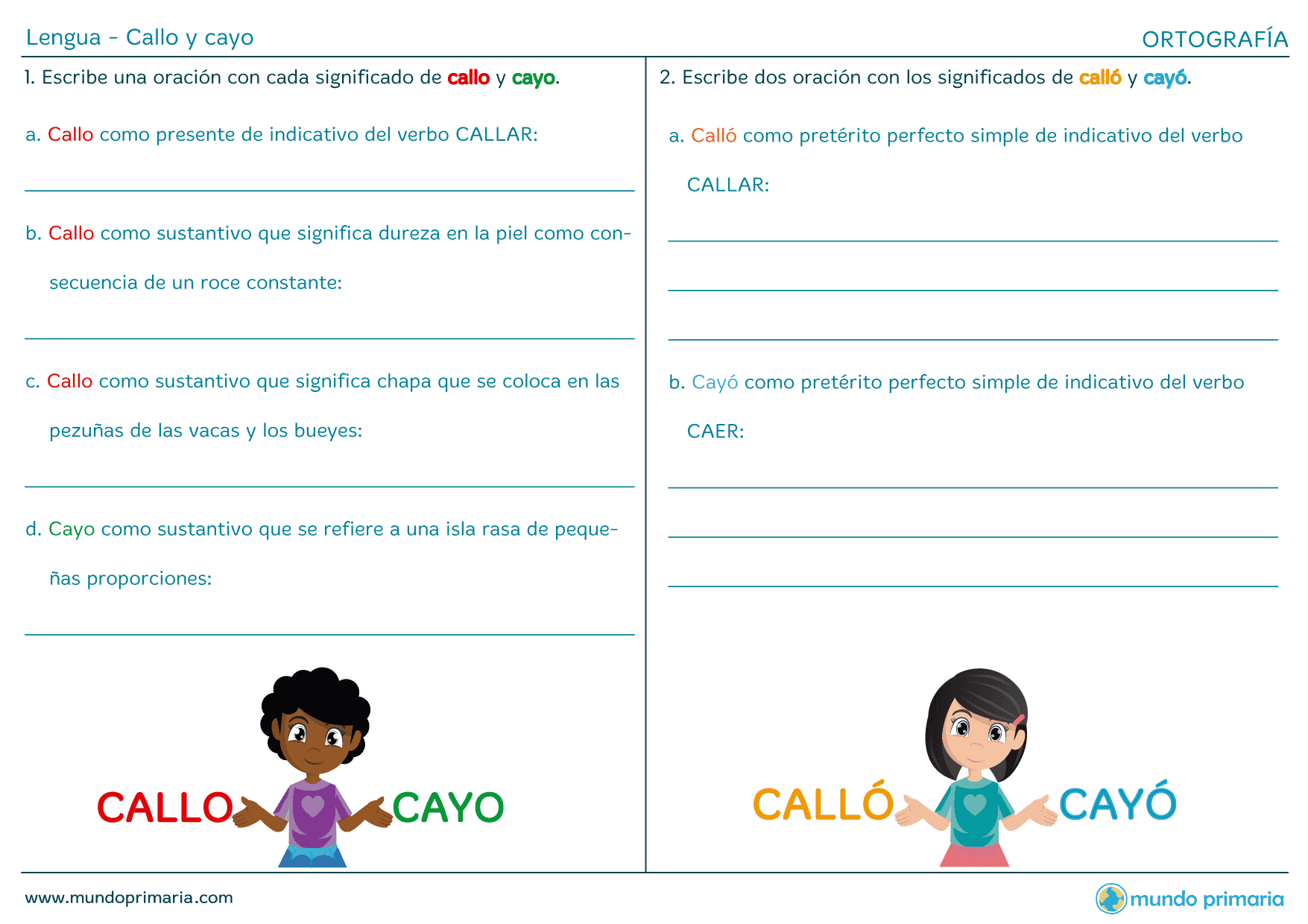 ⭐ Callo o cayo => Diferentes usos para cada una de estas palabras