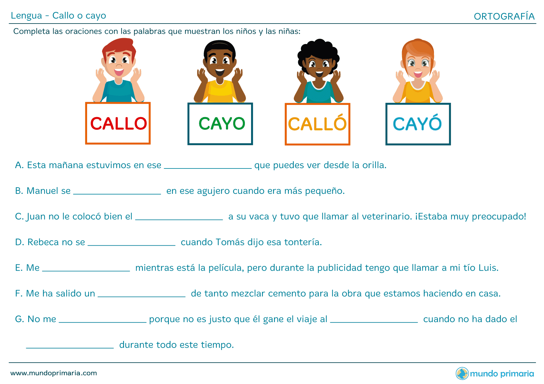 ⭐ Callo o cayo => Diferentes usos para cada una de estas palabras